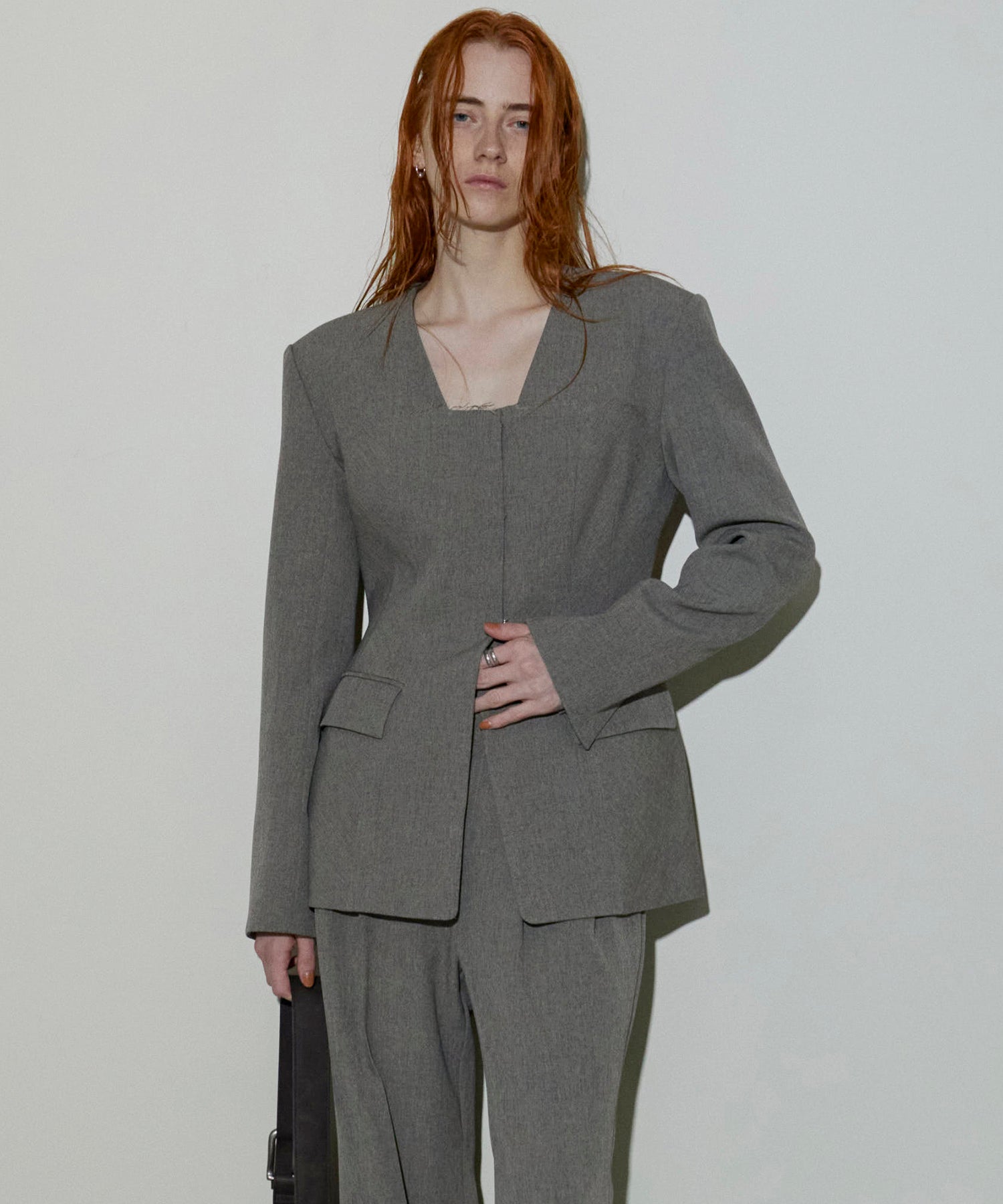 [24autumn preoder] Collarless Sharp Jacket