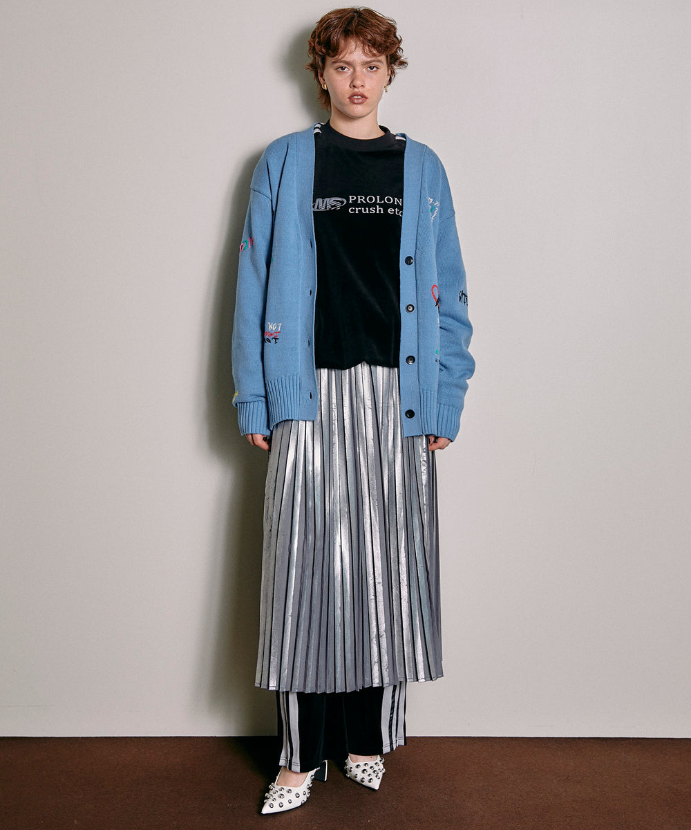 【23AW PRE-ORDER】Life Word Embroidery Knit Cardigan