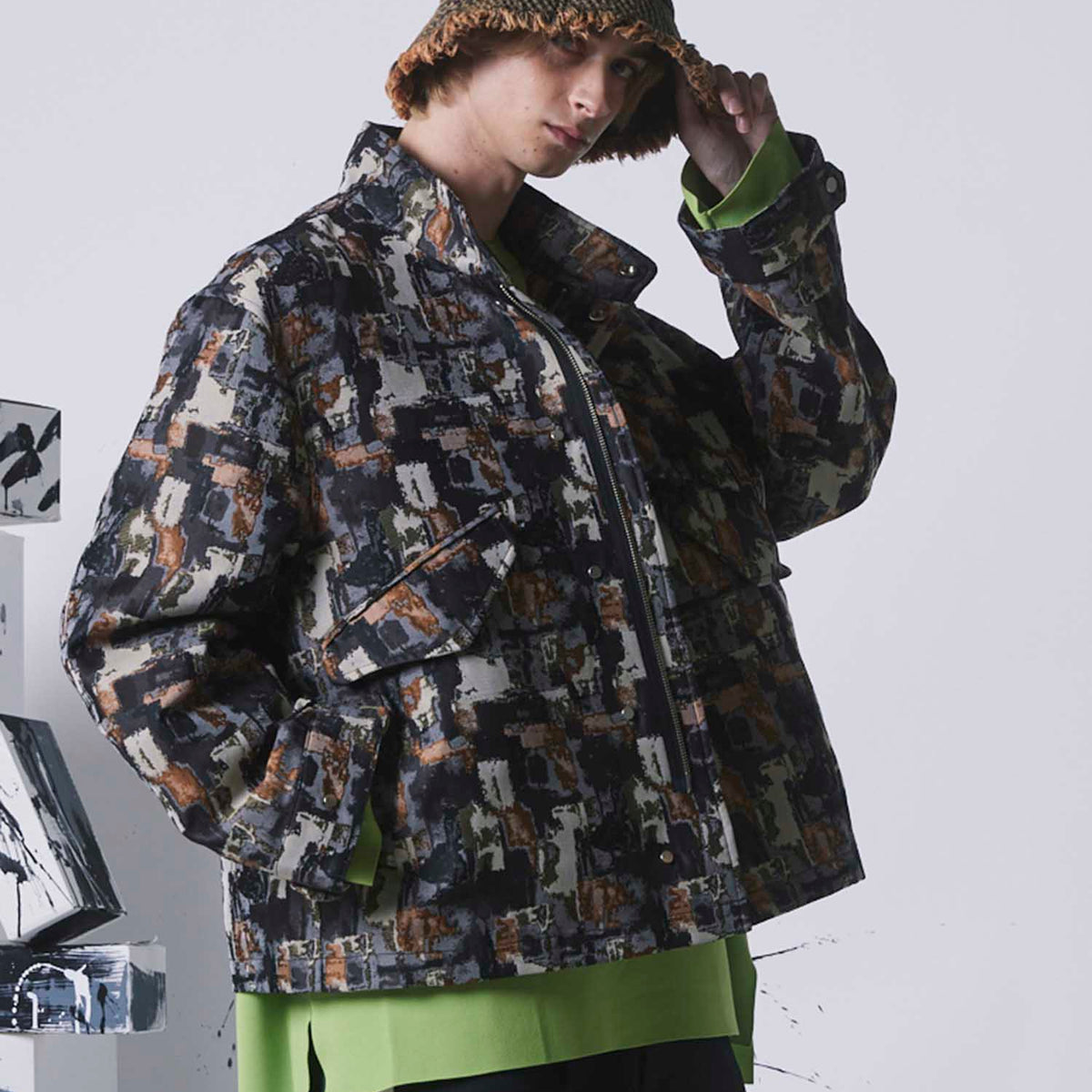 ABSTRACT PATTERN FLEECE BLOUSON（アブストラクトパターンフリースブルゾン）[WM2373521]：イルビゾンテ ...